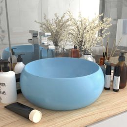 MAISONCHIC Luxuriöses Waschbecken Aufsatzwaschtisch Waschschale für Badezimmer Rund Matt Hellblau 40x15 cm Keramik DE36296