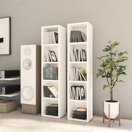 MAISONCHIC 2er Set CD-Regale Bücherregale Küchenregale Regale für Wohnzimmer Büro und Flur Hochglanz-Weiß 21x16x93,5 cm Holzwerkstoff DE40657