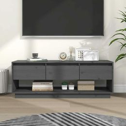 MAISONCHIC TV-Lowboard für Wohnzimmer TV Schrank TV-Möbel Grau 110,5x34x40 cm Massivholz Kiefer DE43890