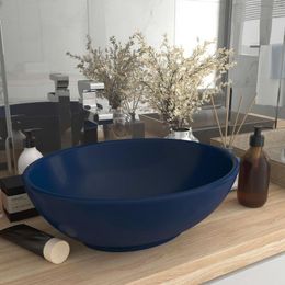 MAISONCHIC Luxuriöses Ovales Waschbecken Aufsatzwaschtisch Waschschale für Badezimmer Matt Dunkelblau 40x33 cm Keramik DE17384