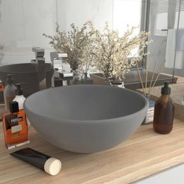 MAISONCHIC Luxus-Waschbecken Aufsatzwaschtisch Waschschale für Badezimmer Rund Matt Hellgrau 32,5x14 cm Keramik DE24040