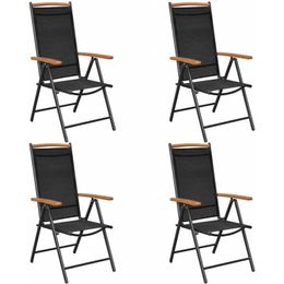 MAISONCHIC 4er Set Gartenstühle Gartensessel Klappbar Stühle für Garten Terrasse Balkon Aluminium und Textilene Schwarz DE93442