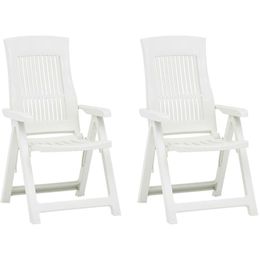 MAISONCHIC 2er Set Gartenstühle Gartensessel Verstellbare Stühle für Garten Terrasse Balkon Kunststoff Weiß DE72269