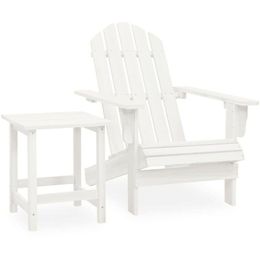 MAISONCHIC Gartenstuhl Gartensessel Adirondack Stuhl für Garten Terrasse Balkon mit Tisch Massivholz Tanne Weiß DE83474