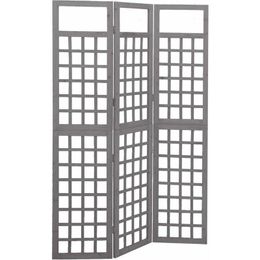 MAISONCHIC 3-tlg. Paravent/Spalier Raumteiler Sichtschutz für Balkon, Garten Massivholz Tanne Grau 121x180 cm DE24992