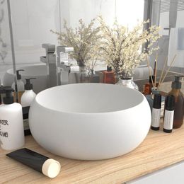MAISONCHIC Luxuriöses Waschbecken Aufsatzwaschtisch Waschschale für Badezimmer Rund Matt Weiß 40x15 cm Keramik DE34728