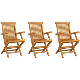 MAISONCHIC 3er Set Gartenstühle Gartensessel Stühle für Garten Terrasse Balkon Massivholz Teak DE42429