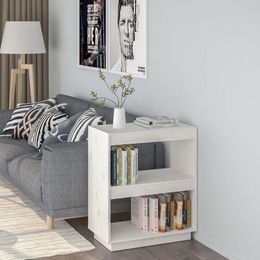 MAISONCHIC Bücherregal Küchenregal Regal für Wohnzimmer Büro und Flur Weiß 60x35x71 cm Massivholz Kiefer DE36614