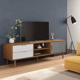MAISONCHIC - TV-Lowboard für Wohnzimmer TV-Schrank TV-Möbel molde Braun 158x40x49 cm Massivholz Kiefer DE66644