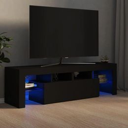 MAISONCHIC TV-Lowboard für Wohnzimmer tv Schrank TV-Möbel mit LED-Beleuchtung Schwarz 140x36,5x40 cm DE50040