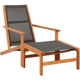 MAISONCHIC Gartenstuhl Gartensessel Stuhl für Garten Terrasse Balkon mit Fußablage Eukalyptus Massivholz und Textilene DE51713