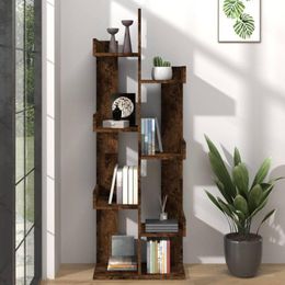 MAISONCHIC Bücherregal Bücherschrank Regal für Wohnzimmer Büro und Flur 48x25,5x140 cm Räuchereiche Holzwerkstoff DE80229