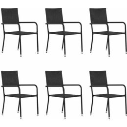 MAISONCHIC 6er Set Gartenstühle Esszimmerstühle Stühle für Balkon Garten Terrasse Poly Rattan Schwarz DE75441