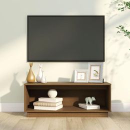 MAISONCHIC TV-Lowboard für Wohnzimmer tv Schrank TV-Möbel Honigbraun 90x35x35 cm Massivholz Kiefer DE65346