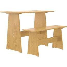MAISONCHIC Esstisch Tisch für Wohnzimmer, Küche, Esszimmer mit Bank Honigbraun Massivholz Kiefer DE57698
