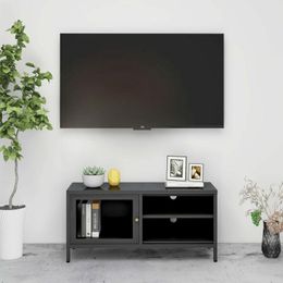 MAISONCHIC - TV-Lowboard für Wohnzimmer tv Schrank TV-Möbel Anthrazit 90x30x44 cm Stahl und Glas DE32641 - Anthrazit