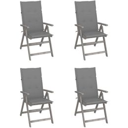 MAISONCHIC 4er Set Gartenstühle Gartensessel Verstellbare Stühle für Garten Terrasse Balkon mit Auflagen Massivholz Akazie DE59687