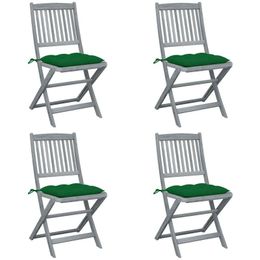 MAISONCHIC - 4er Set Gartenstühle Gartensessel Klappbare Stühle für Garten Terrasse Balkon mit Kissen Massivholz Akazie DE21090