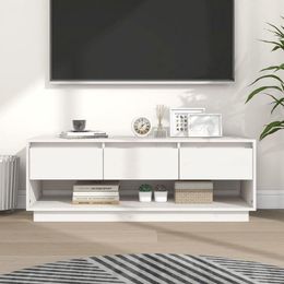 MAISONCHIC TV-Lowboard für Wohnzimmer tv Schrank TV-Möbel Weiß 110,5x34x40 cm Massivholz Kiefer DE20288