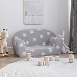 MAISONCHIC Kindersofa 2-Sitzer Sofa Loungesofa Couch Modern Hellgrau mit Sternen Weich Plüsch DE43230