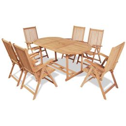MAISONCHIC 7-tlg. Garten-Essgruppe Gartenmöbel Set Sitzgruppe mit Klappstühlen Massivholz Teak DE79452
