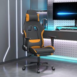 MAISONCHIC Gaming-Stuhl mit Massage & Fußstütze Schreibtischstuhl Chefsessel Schwarz und Orange Stoff DE57988