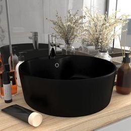MAISONCHIC Luxus-Waschbecken Aufsatzwaschtisch Waschschale für Badezimmer mit Überlauf Matt-Schwarz 36x13 cm Keramik DE38315