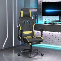 MAISONCHIC - Gaming-Stuhl mit Fußstütze Schreibtischstuhl Chefsessel Schwarz und Hellgrün Stoff DE53723