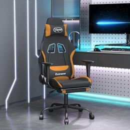 MAISONCHIC Gaming-Stuhl mit Fußstütze Schreibtischstuhl Chefsessel Schwarz und Orange Stoff DE76703