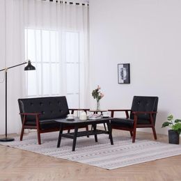 MAISONCHIC 2-tlg. Sofagarnitur Sofa Loungesofa Couch Modern Schwarz Kunstleder DE50743