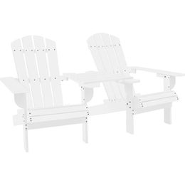 MAISONCHIC Gartenstühle Adirondack mit Teetisch Gartensessel Stühle für Garten Terrasse Balkon Massivholz Tanne Weiß DE25098 - Weiß