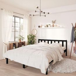 MAISONCHIC Massivholzbett Doppelbett Bett für Schlafzimmer Schwarz Kiefer 120x200 cm DE65759