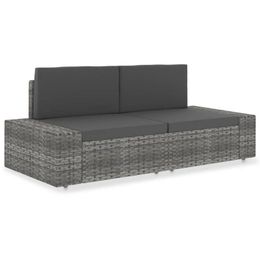 MAISONCHIC Modulares 2-Sitzer-Sofa Gartensofa Loungesofa Sitzgruppe Poly Rattan Grau DE50496