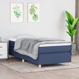 MAISONCHIC Boxspringbett Einzelbett Bett für Schlafzimmer Blau 90x200 cm Stoff DE86582