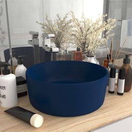 MAISONCHIC Luxuriöses Waschbecken Aufsatzwaschtisch Waschschale für Badezimmer Rund Matt Dunkelblau 40x15 cm Keramik DE42288