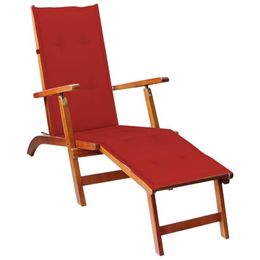 MAISONCHIC - Gartenliege Liegestuhl Relaxliege für Garten, Balkon und Terrrasse mit Fußstütze und Auflage Akazie Massivholz DE30921