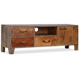 MAISONCHIC TV-Lowboard für Wohnzimmer tv Schrank TV-Möbel Massivholz Vintage 118 x 30 x 40 cm DE44427