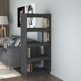 MAISONCHIC - Bücherregal Küchenregal Regal für Wohnzimmer Büro und Flur Grau 60x35x135 cm Massivholz Kiefer DE61222