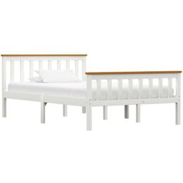 MAISONCHIC Massivholzbett Doppelbett Bett für Schlafzimmer Weiß Kiefer 120x200 cm DE87164