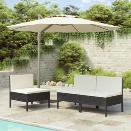 MAISONCHIC 3er Set Gartenstühle Gartensessel Stühle für Garten Terrasse Balkon mit Auflagen Poly Rattan Schwarz DE21700