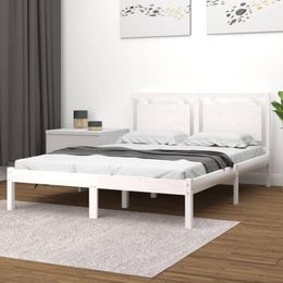 MAISONCHIC Massivholzbett Doppelbett Bett für Schlafzimmer Weiß 200x200 cm DE34286