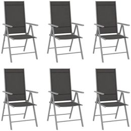 MAISONCHIC 6er Set Gartenstühle Gartensessel Klappbar Stühle für Garten Terrasse Balkon Textilene Schwarz DE67082