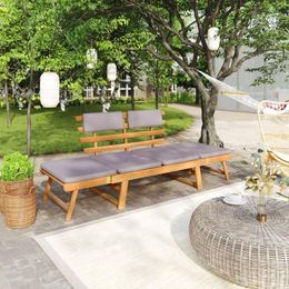 MAISONCHIC 2-in-1 Gartenliege Sonnenliege Relaxliege für Garten, Balkon und Terrrasse mit Auflage 190 cm Massivholz Akazie DE49424