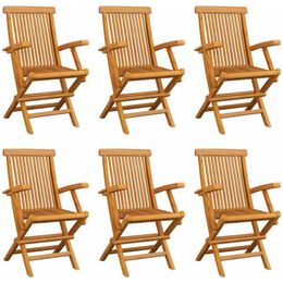 MAISONCHIC 6er Set Gartenstühle Gartensessel Klappbare Stühle für Garten Terrasse Balkon Massivholz Teak DE34247