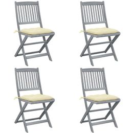 MAISONCHIC - 4er Set Gartenstühle Gartensessel Klappbare Stühle für Garten Terrasse Balkon mit Kissen Massivholz Akazie DE99713