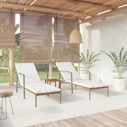 MAISONCHIC - 2er Set Gartenliegen Sonnenliegen Relaxliegen für Garten, Balkon und Terrrasse mit Tisch Poly Rattan Braun DE50082