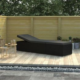 MAISONCHIC Gartenliege Sonnenliege Relaxliege für Garten, Balkon und Terrrasse mit Auflage Poly Rattan Schwarz DE82057