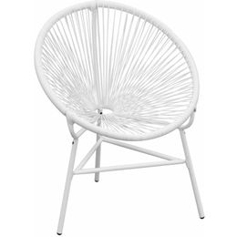 MAISONCHIC Gartenstuhl Gartensessel Stuhl für Garten Terrasse Balkon Poly Rattan Weiß DE92450