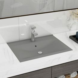 MAISONCHIC Luxus-Waschbecken Aufsatzwaschtisch Waschschale für Badezimmer mit Hahnloch Matt-Hellgrau 60x46 cm Keramik DE77940