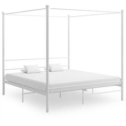 MAISONCHIC Himmelbett Doppelbett Bett für Schlafzimmer Weiß Metall 200x200 cm DE99922